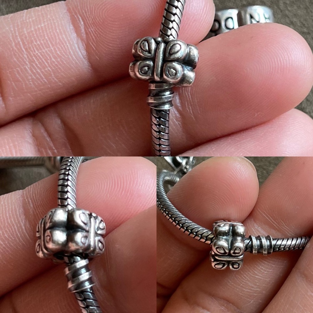 Authentic Pandora Snake Bracelet W/ 5 Pandora Charm - Gem